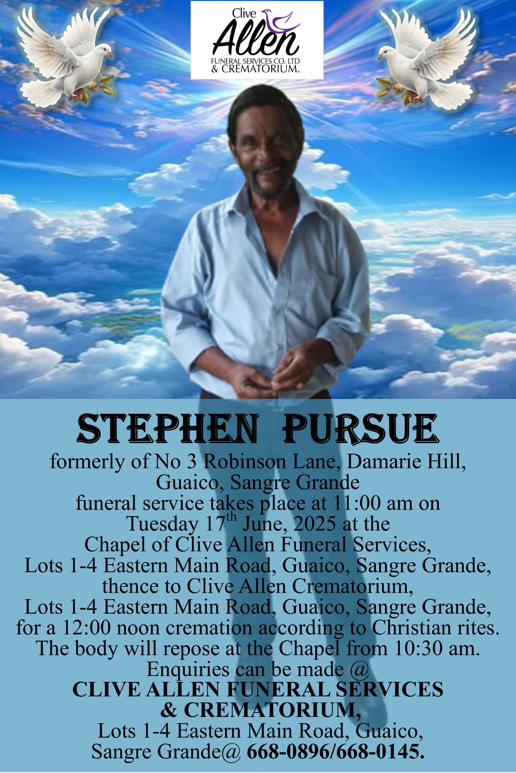 STEPHEN PURSUE – Clive Allen Funeral Services Co. Ltd & Crematorium