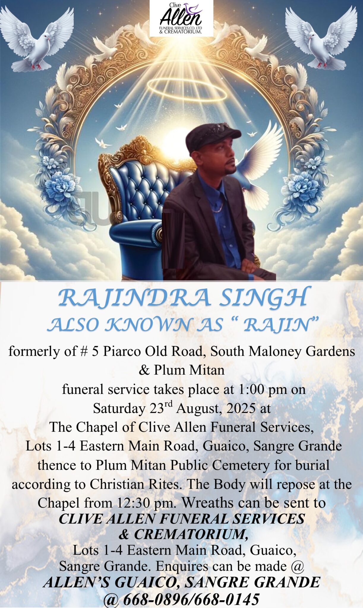 RAJINDRA SINGH – Clive Allen Funeral Services Co. Ltd & Crematorium